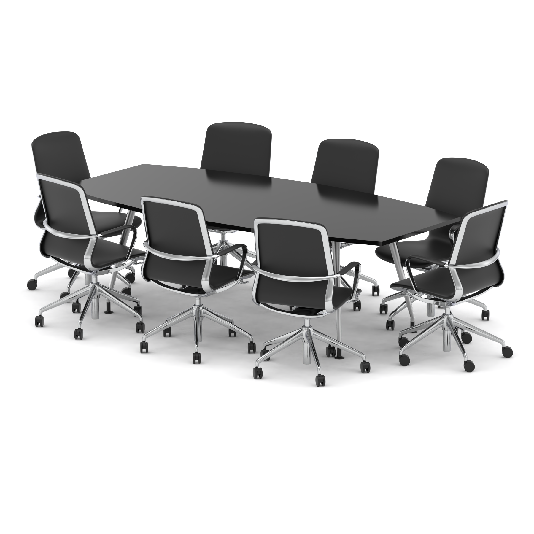 High Gloss 2400mm Writable Boardroom Table With Set Of Executive Chair ...